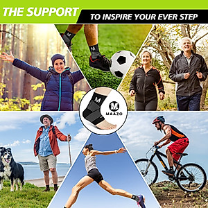 MAAZO Ankle Brace for Women & Men & Youth Ankle Brace for Sprained Ankle, Ankle Wrap for Plantar Fasciitis Relief, Heel Protectors Sleeve w/ Ankle Support Strap, Heel Brace for Heel Pain (M,Single)