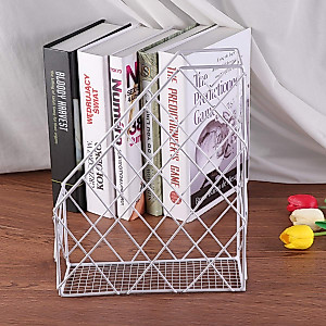 NUOBESTY Bookshelf for Office File Racks for Desktop Magazine File Holder Jewelry Organizer Hanger Desktop Organizer Magazine Stand Desk Accessories Storage Book Shelf White