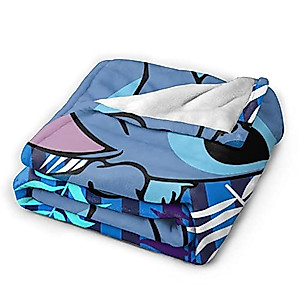 Genefy Stitch Flannel Blanket Soft Throw Luxury Warm Blanket Fits for Couch Sofa Bedroom Living Room 50''X40''