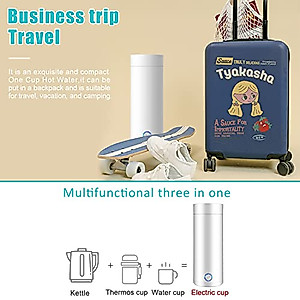 Portable Electric Kettle, 350ml Travel Kettle 304 Stainless Steel Mini Electric Kettle with Auto Shut off & Fast Boil 3-in-1 Portable Tea Kettle JAYWAYNE Travel Water Boiler/Heater/Warmer,White