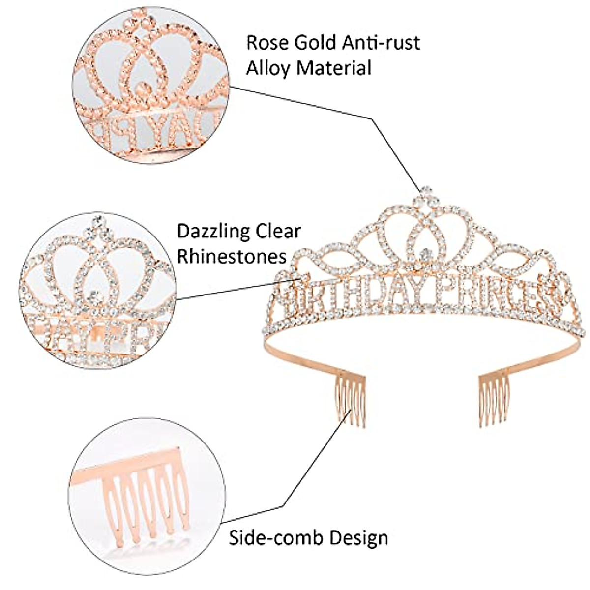 Birthday Princess Crown & Birthday Sash, Birthday Girl Crown Birthday Tiara for Women Birthday Decorations Birthday Crown and Sash for Girls Princess Birthday Gifts