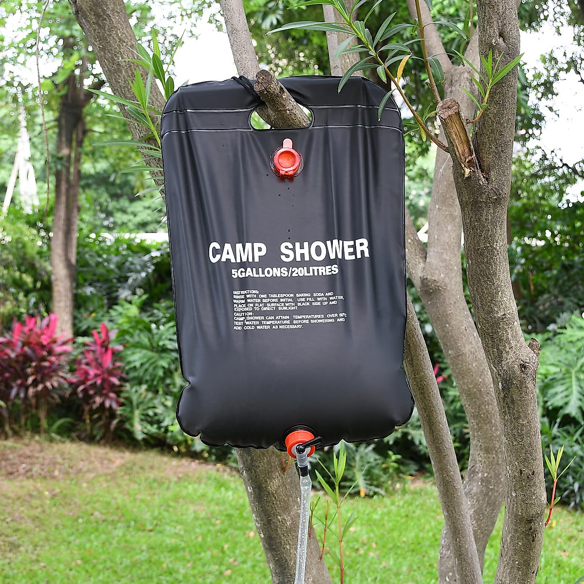 DkOvn 1/2/4 Pack Solar Shower Bag, 5 Gallons/20L Camping Shower Bag, Portable Shower Bag with Removable Hose and On-Off Switchable Shower Head for Camping Beach Swimming Outdoor Traveling(2 Pack)