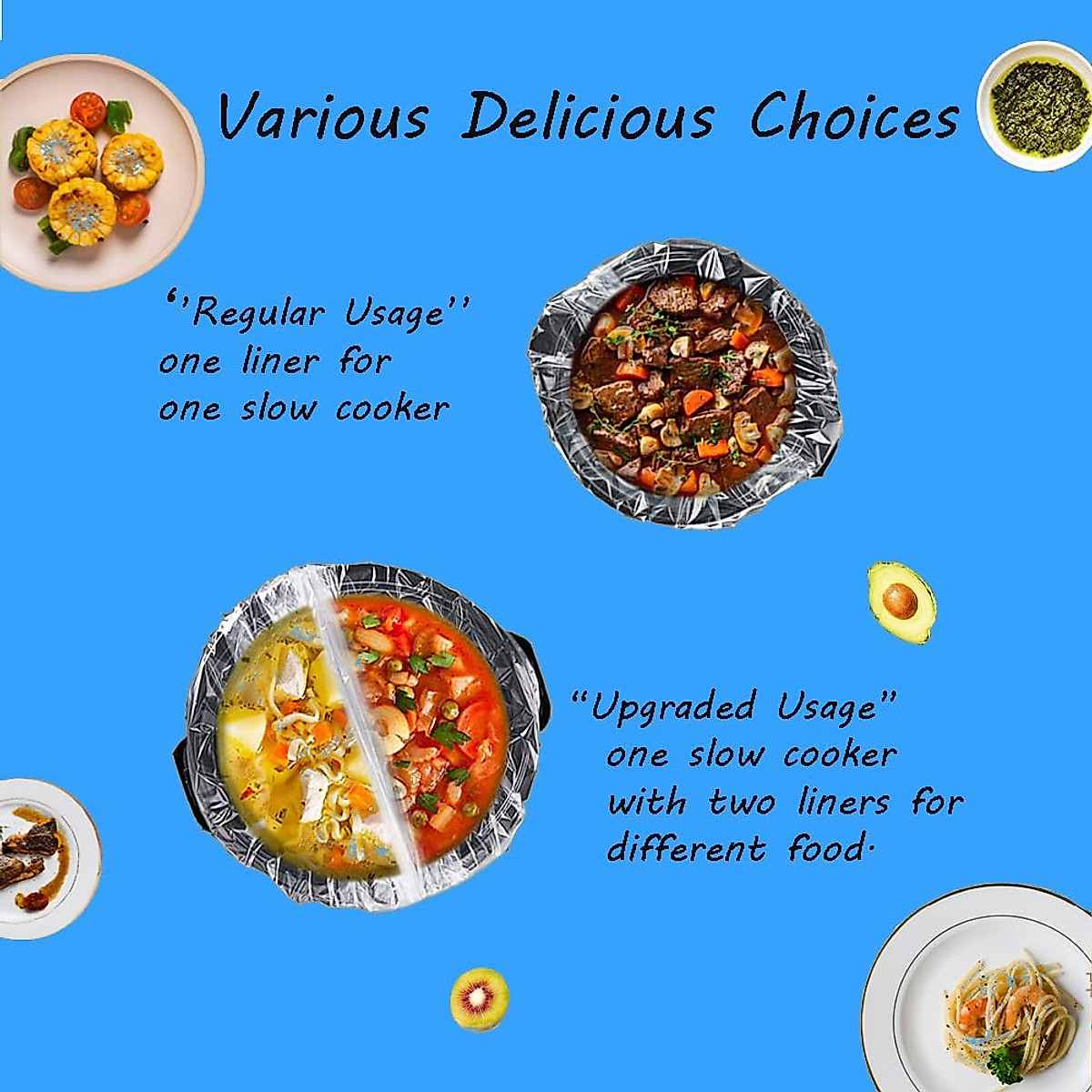 Slow Cooker Liners Small Size Pot Liners Disposable Cooking Bags Fit 1QT to 3QT Suitable for Slow Cooker and Oval & Round Pot (16)