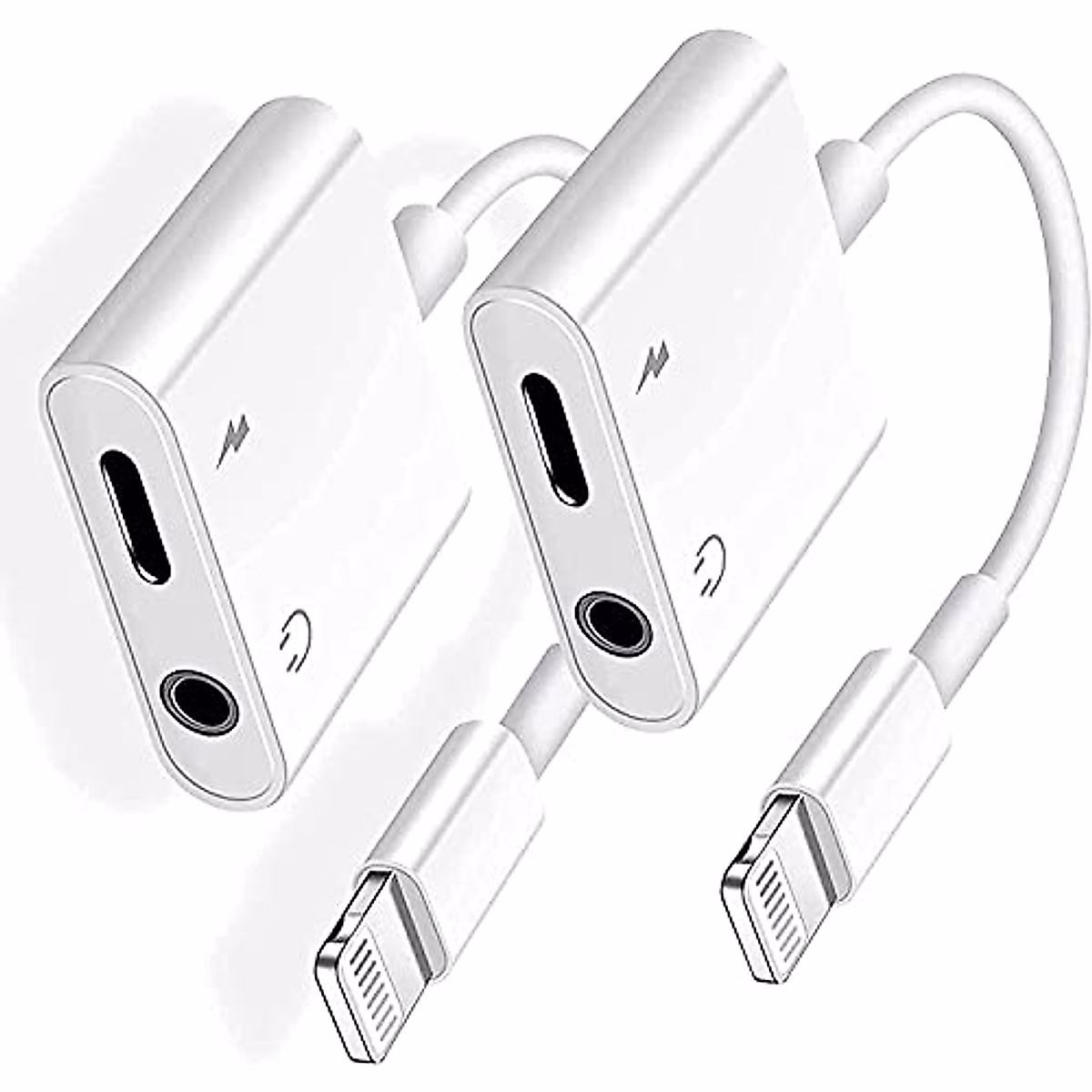 [Apple MFi Certified] 2 Pack Headphone Adapter for iPhone,iPhone Headphones Adapter 2 in 1 Lightning to 3.5mm AUX Audio + Charger Splitter Compatible with iPhone 14 13 12 12 Pro 11 XS XR X 8 7 iPad