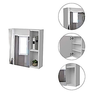 TuHome White Modern Engineered Wood Labelle 19" Mirror Medicine Cabinet