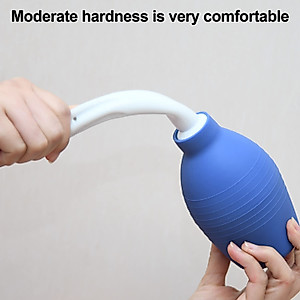 Douche Enema Bulb for Men or Women - with Anti Back-Flow and 8 Shower Holes, Easy to Clean and Reusable Douche Cleaner (10 oz) (blue)