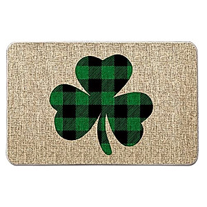 GAGEC St Patricks Day Door Mat Shamrock Rug Holiday Indoor Doormat Entrance Rugs Farmhouse Home Kitchen Decoration Floor Front Door Mat Outdoor 17 x 27 Inch