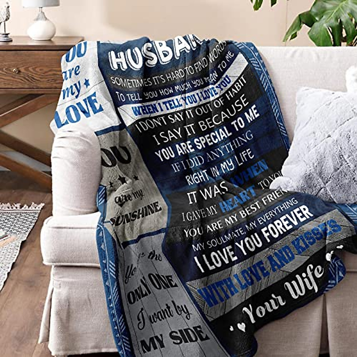 Gifts for Husband, Husband Gifts Blanket, Husband Gifts from Wife, Husband Birthday Gift, Anniversary Wedding Birthday Gifts for Husband Unique, Gift for Husband, Husband Gift Throw Blanket 60"x 50"