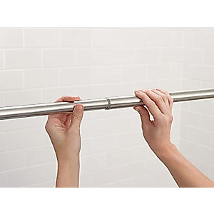 Moen Y1394BN Wellton Bath Accessory Collection, Brushed Nickel & Brushed Nickel Adjustable 44-72-Inch Tension Mounted Straight Shower Curtain Rod for Bathroom, TR1000BN