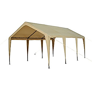 Carport 12x20ft Car Port Garage Canopy Heavy Duty Car Tent Without Sidewalls & Doors, All Season and Portable Garage for Boat, Wedding Party, Outdoor Camping, Commercial, UV Resistant (Beige)