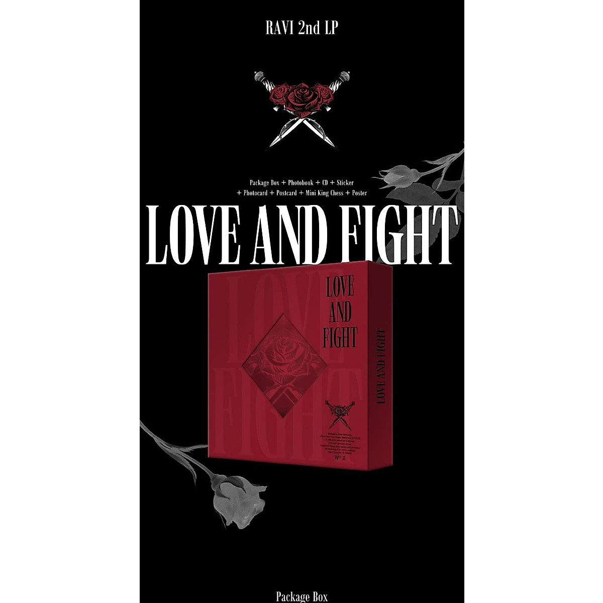 VIXX RAVI Love & Fight 2nd Album CD+1p Poster+80p PhotoBook+1p Sticker+1p PhotoCard+1p Postcard+1ea Mini King Chess+Tracking Kpop Sealed