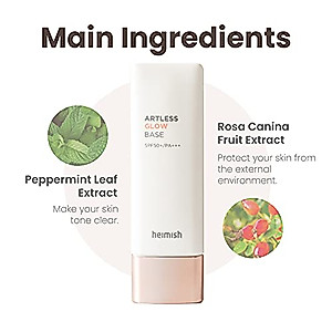[heimish] Artless Glow Base SPF 50+ PA+++ 1.4fl.oz/40ml | Moisturizer, Sunscreen to Makeup Base | Cruelty-free, All-In-One, Glowy Skin, All Skin Types, Lightweight, Soft Cream texture, face primer