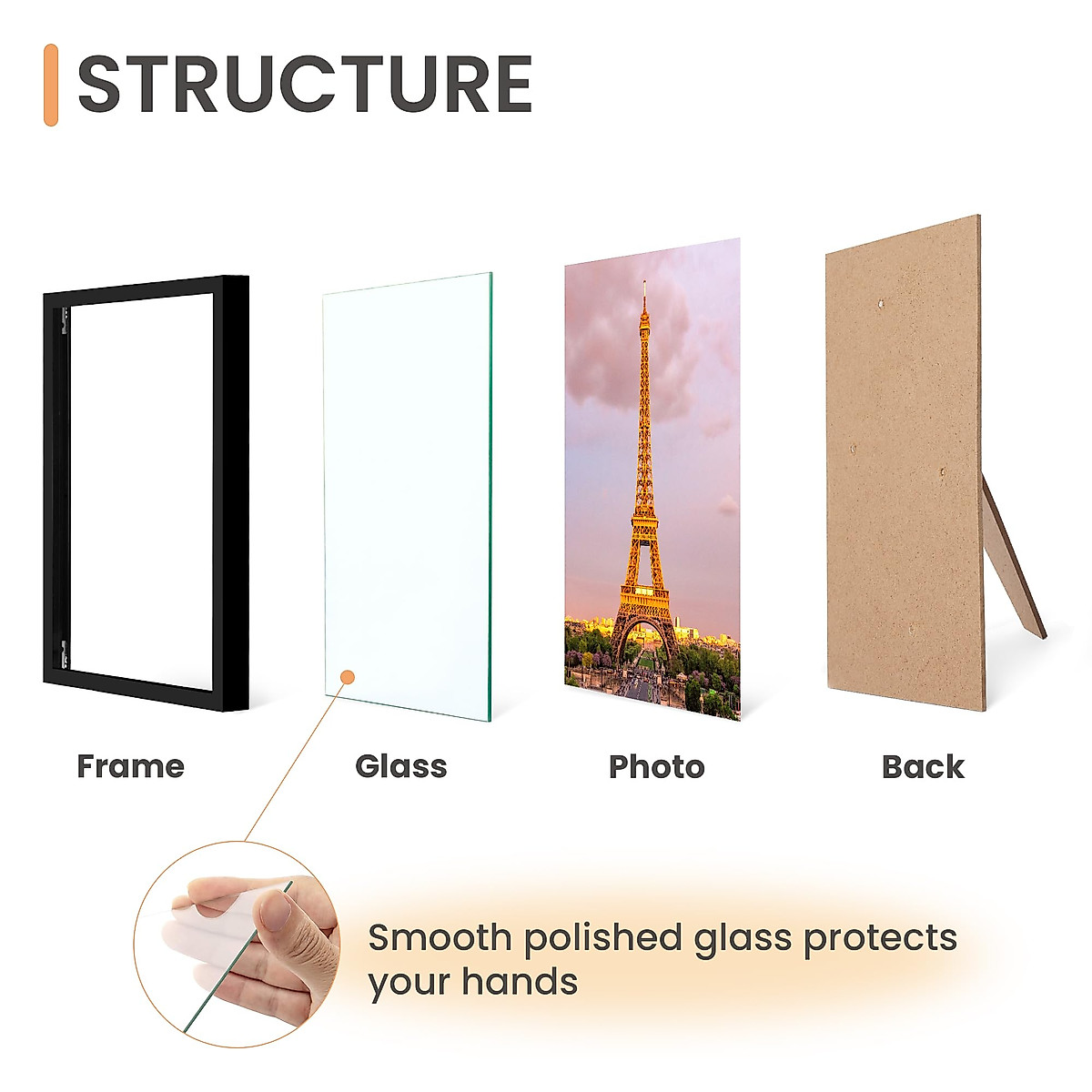 upsimples 5x7 Picture Frame Set of 3, Made of High Definition Glass for 5x7 Black Frames, Wall and Tabletop Display Thin Border Photo Frame for Home Décor