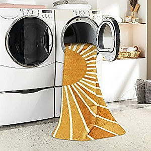 Lahome Boho Round Rugs - 4Ft Washable Non-Slip Small Round Area Rug Throw Soft Sofa Kids Nursery Room Rug Rainbow Sun Print Distressed Round Carpet for Bedroom Entryway Living Room Dining Room