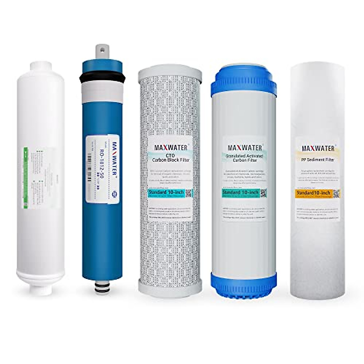 Max Water RO Filter Set - 50 GPD, 5 Stage Replacement