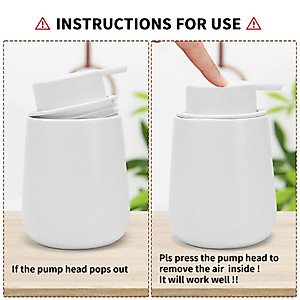 TOOZFO Soap Dispenser Ceramic with Easy-to-Press Pump Hand Lotion Liquid Dispenser for Shampoo Bathroom Kitchen 12 oz White
