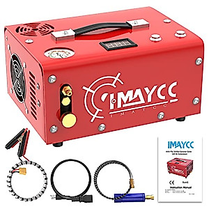IMAYCC Portable PCP Air Compressor, 4500Psi/30Mpa, 8MM Quick-Connector Compatible for Paintball/pcp air gun/Scuba Tank with Water/Oil Separator,Small air compressor Powered by Car 12V or Home 110V AC