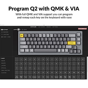 Keychron Q2 Wired Custom Mechanical Keyboard, QMK/VIA Programmable Macro, Full Aluminum, Hot-Swappable Gateron G Pro Red Switch, 65% Layout Double Gasket Compatible with Mac and Windows - Grey
