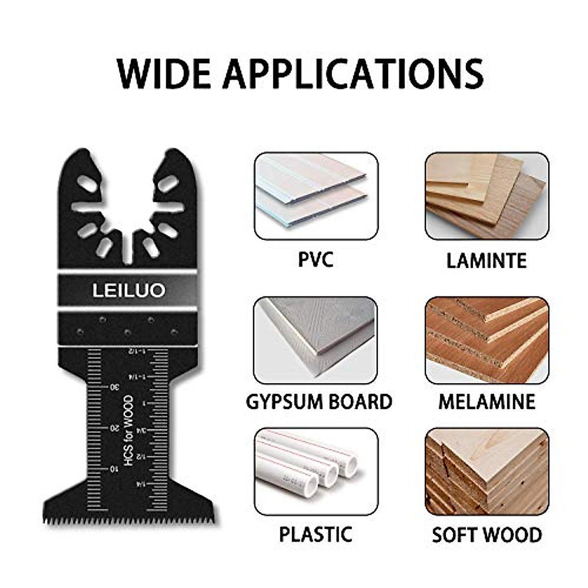 Oscillating Tool Blades LEILUO 50 Pack Wood Multitool Blades Fit DeWalt Bosch Milwaukee Craftsman Rockwell Fein Porter-Cable Chicago Ridgid Makita Ryobi