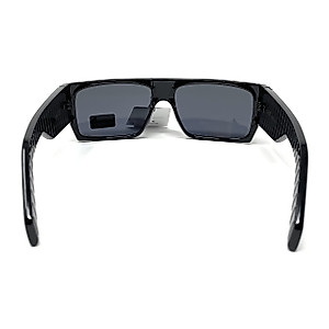 LOCS Hardcore Shades LOCS 91010 Black Sunglasses | Gangster Square FLAT TOP Cholo OG Lowrider Shades Adult