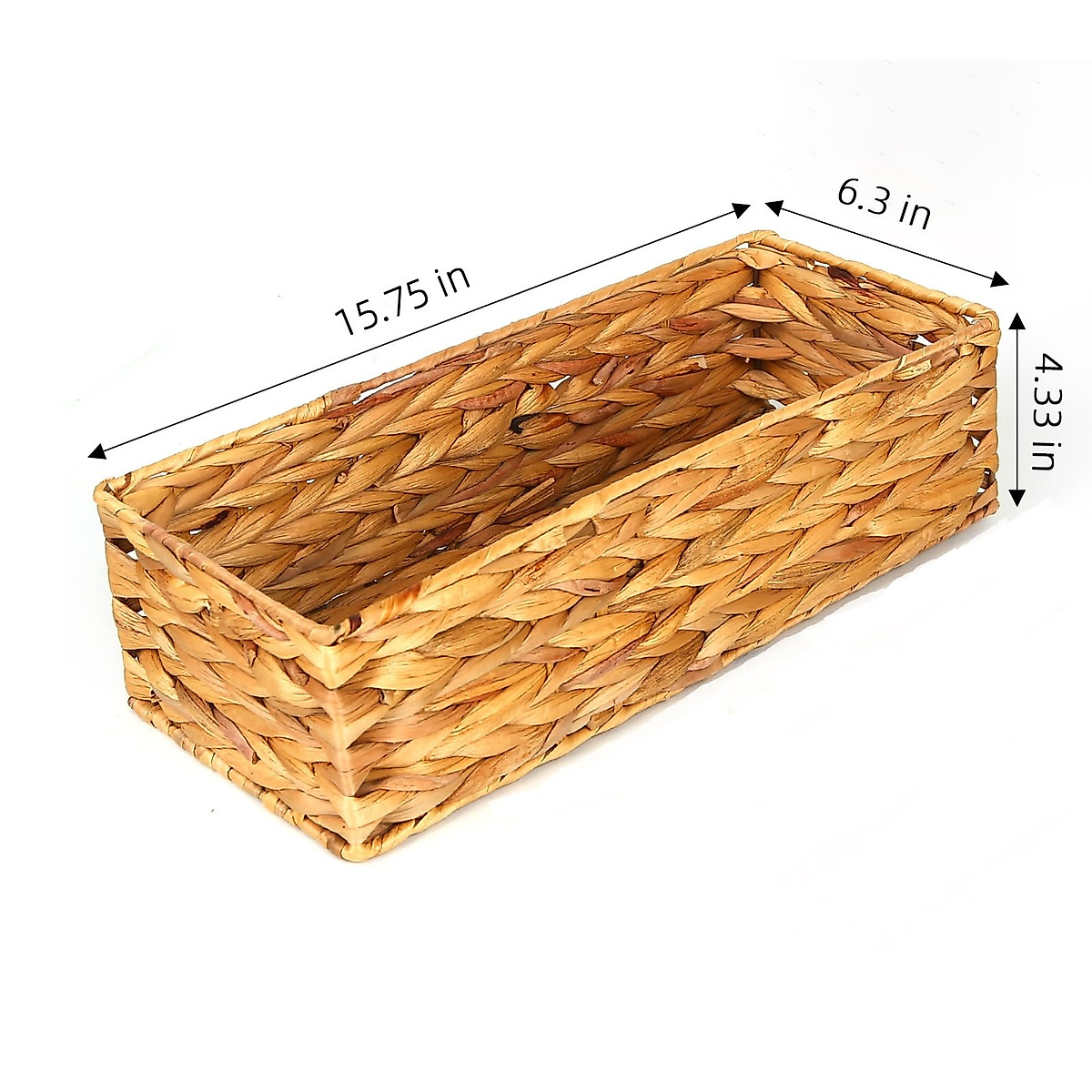 Bathroom Basket Vanity Tray Toilet Paper Wicker Storage Rattan Decor Tank Rectangular Narrow(15.75 in x 6.3 in x 4.33 in )