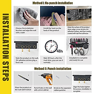 CATOOMUU Wall Mount Hair Dryer Stand Holder for Dyson Supersonic Hair Dryer and Dyson Airwrap Styler, 2 in 1 Blow Dryer Accessories Organizer Storage Rack, Aluminum Alloy