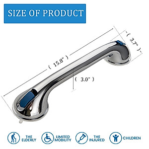 Shower Handle 16 inch Shower Grab Bar for Seniors and Elderly 2 Pack Strong Suction Cup Grab Bars for Bathroom and Showers Bathtub Grab Bar Waterproof, No Drilling Safety Assist Handle