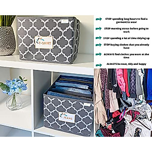 About tidy Love 7 Grids Closet Organizer, Sturdy Wardrobe Clothes Organizer for Folded Clothes, Clothes Storage Organizer for T-Shirts, Jeans, Drawer Divider Storage - Set of 2 w/ 12 labels
