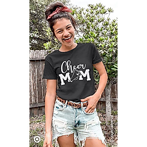 SUPEYA Cheer Mom Shirt for Women Mom Letter Printed T Shirts Casual Short Sleeve Tee Tops Dark Grey