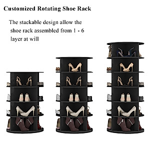 Gyfimoie Rotating Shoe Rack, 6-Tier Spinning Shoe Rack Tower, Free Standing 360°Revolving Shoe Storage Organizer Lazy Susan Shoe Rack for Entryway Living Room Hallway