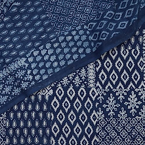 Panihari Collection 2.5 Yard Mud Cloth Indigo Blue Hand Block Printed Fabric Soft Voile Cotton Sweing Fabric Hand Dyed 44 Inch Width by The Yard for Beautiful Women Dressmaking, Clothing