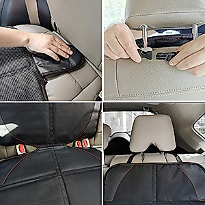 MORROLS Car Seat Protector, 1 Pack Seat Protector Carseat with Thickest Padding, Baby/Pets Car Seat Protector for Child Car Seat-Mesh Pockets-Waterproof-Universal Size(Black)