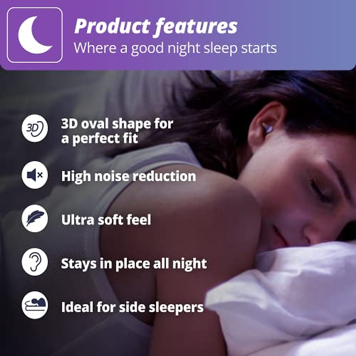 Alpine SleepDeep Multisize - Soft Ear Plugs for Sleeping and Concentration - New 3D Oval Shape and Noise Reducing Gel for Better Attenuation - 27dB - for Side Sleeper - 2-Pair Reusable: S + M/L