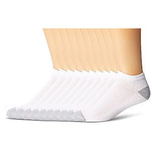Hanes mens Freshiq, X-temp Cushioned Foot Bottom No Show (Pack of 12 Pairs) Low Cut Sock, White, 6 US