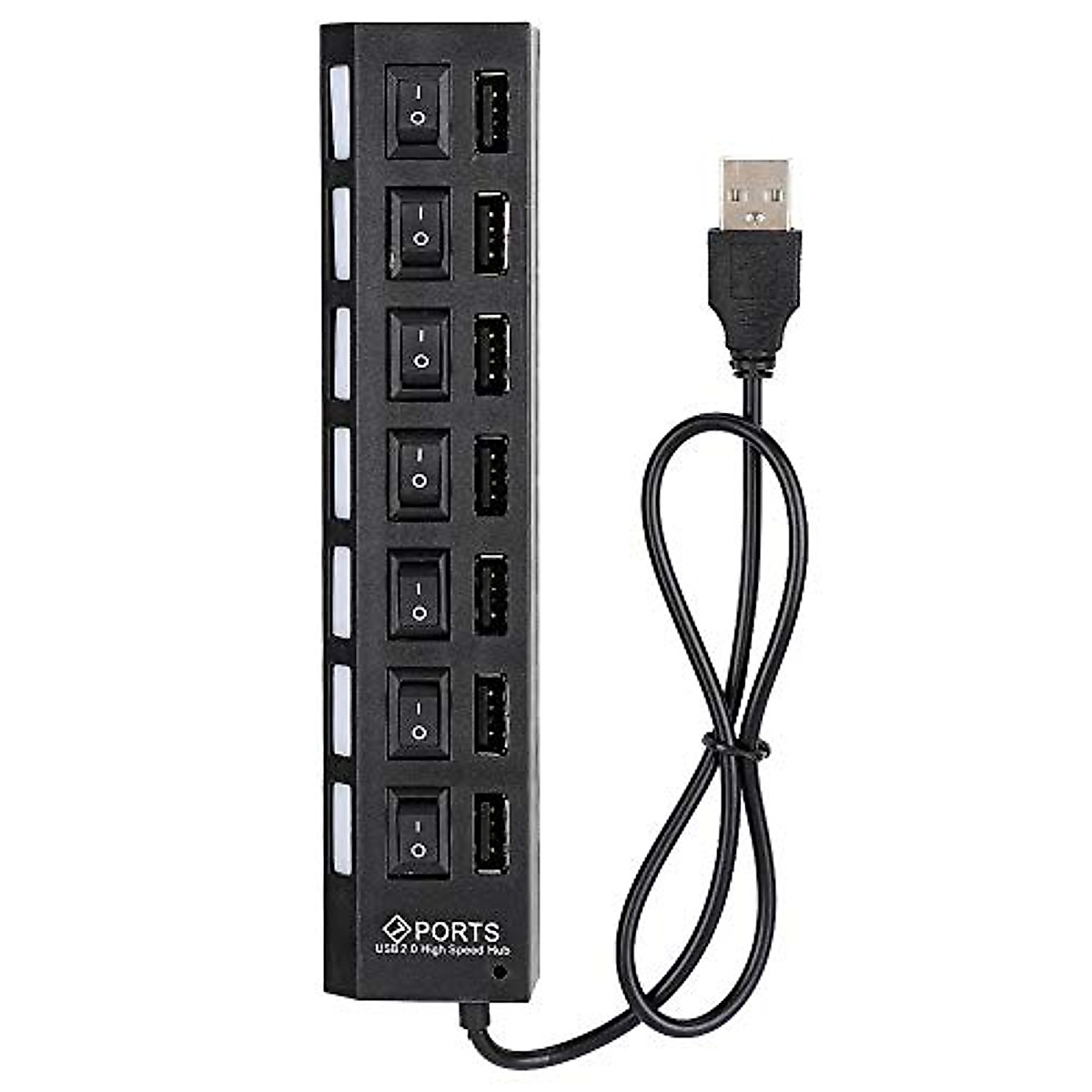 125 7-Port USB Hub Splitter,480Mbps High-Speed USB Port Expander Charging Hub,Overload Current Desktop Hub with 7 Power Independent Switches