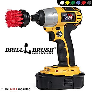 Drill Brush Power Scrubber - Small Round Stiff Brush - Outdoor Cleaning - Stiff Bristle Deck Brush - Scrub Brush - Concrete Bird Baths - Garden Statues - Spin Brush - Granite Headstone Brush