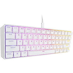 Corsair - K65 RGB Mini Wired 60% Mechanical, CH-9194114-NA, Cherry MX Speed Linear Switch Gaming Keyboard with PBT Double-Shot Keycaps - White (Renewed)