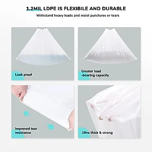 Bilibara 65 Count Drawstring Litter Box Liner Bags for Auto Self-Cleaning Litter Box, Extra Thick Leak Proof Cat Litter Replacement Waste Bags, Unscented, 18.1"W x 15.7"H, 3.5 Gal