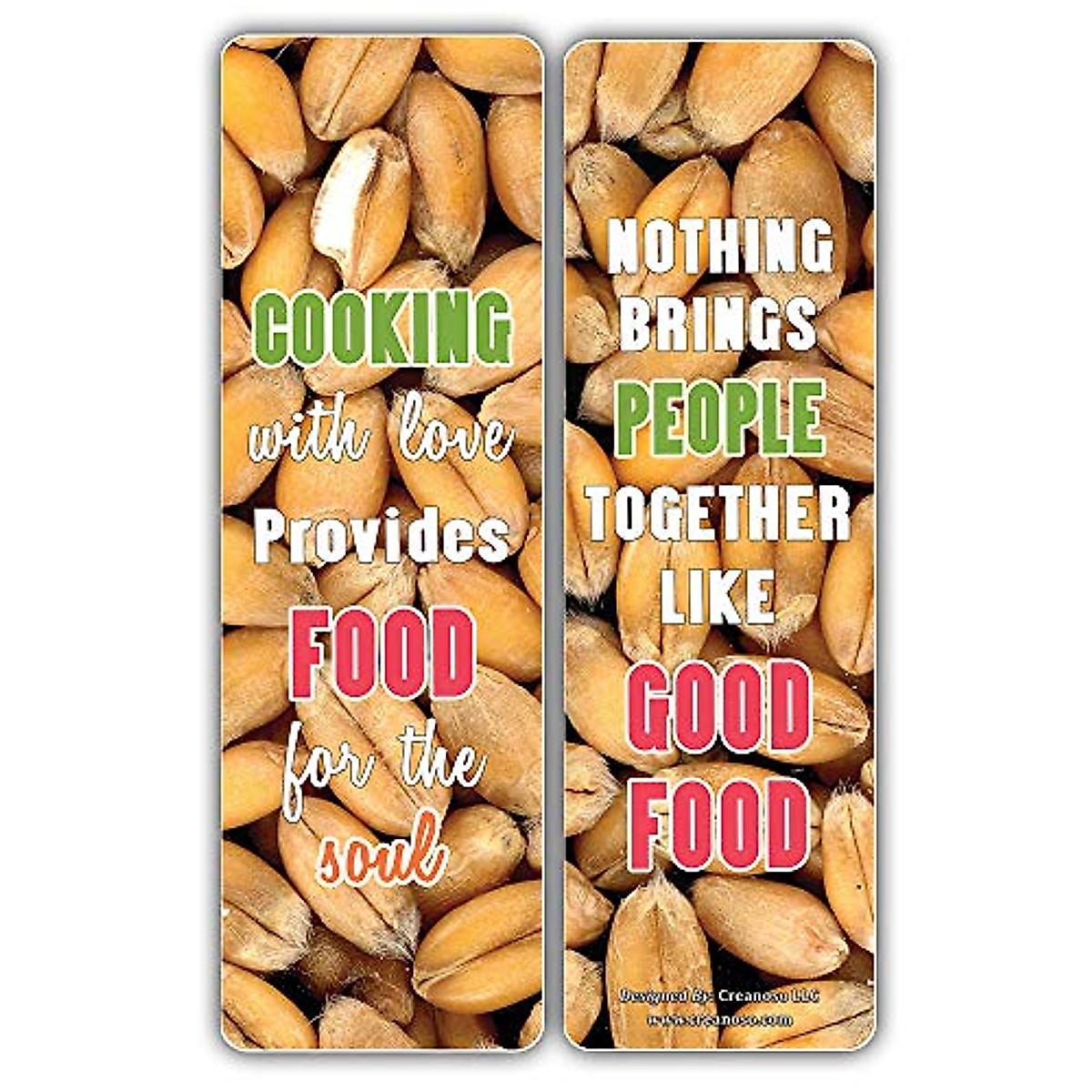 Creanoso Inspiring Sayings Food Lovers Series 2 Bookmarks (12-Pack) – Premium Gift Set – Awesome Bookmarks for Chefs, Cooks, Adult Men & Women – Six Bulk Assorted Bookmarks Designs