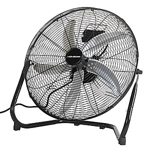 KEN BROWN 20 Inch High Velocity Floor Fan, 3-speed, 5 Blades, 360 Degree Tilting, Heavy Duty Metal Floor Fan for Garage, Shop, Gym