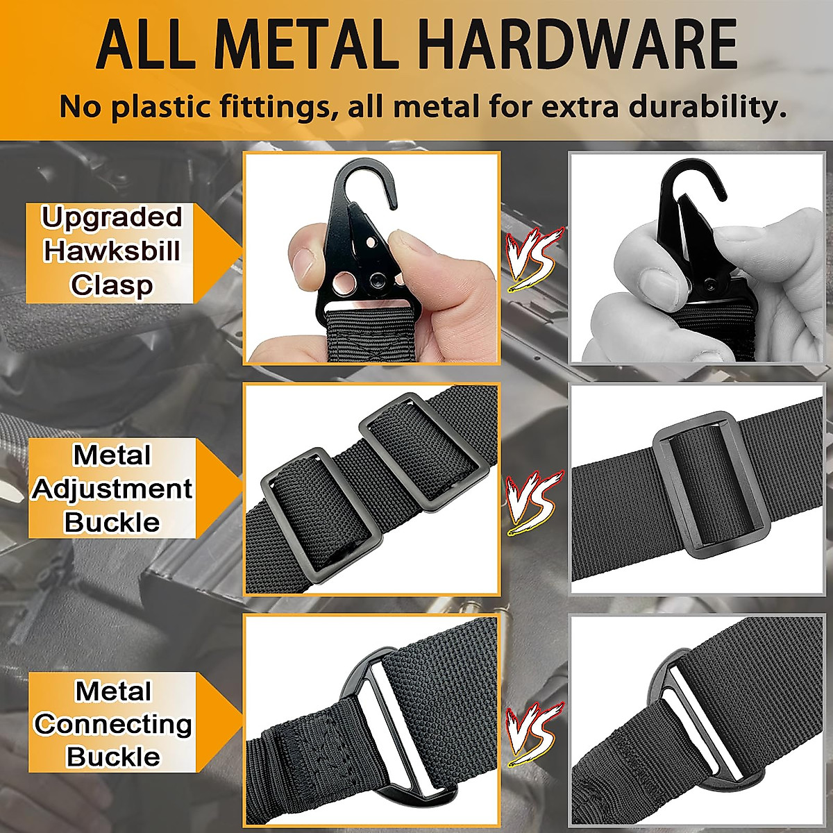 DDOUT 2 Point Rifle Sling Strap with Hooks, Durable 1.5 inch Webbing Gun Sling with All-Metal Hardware, Black