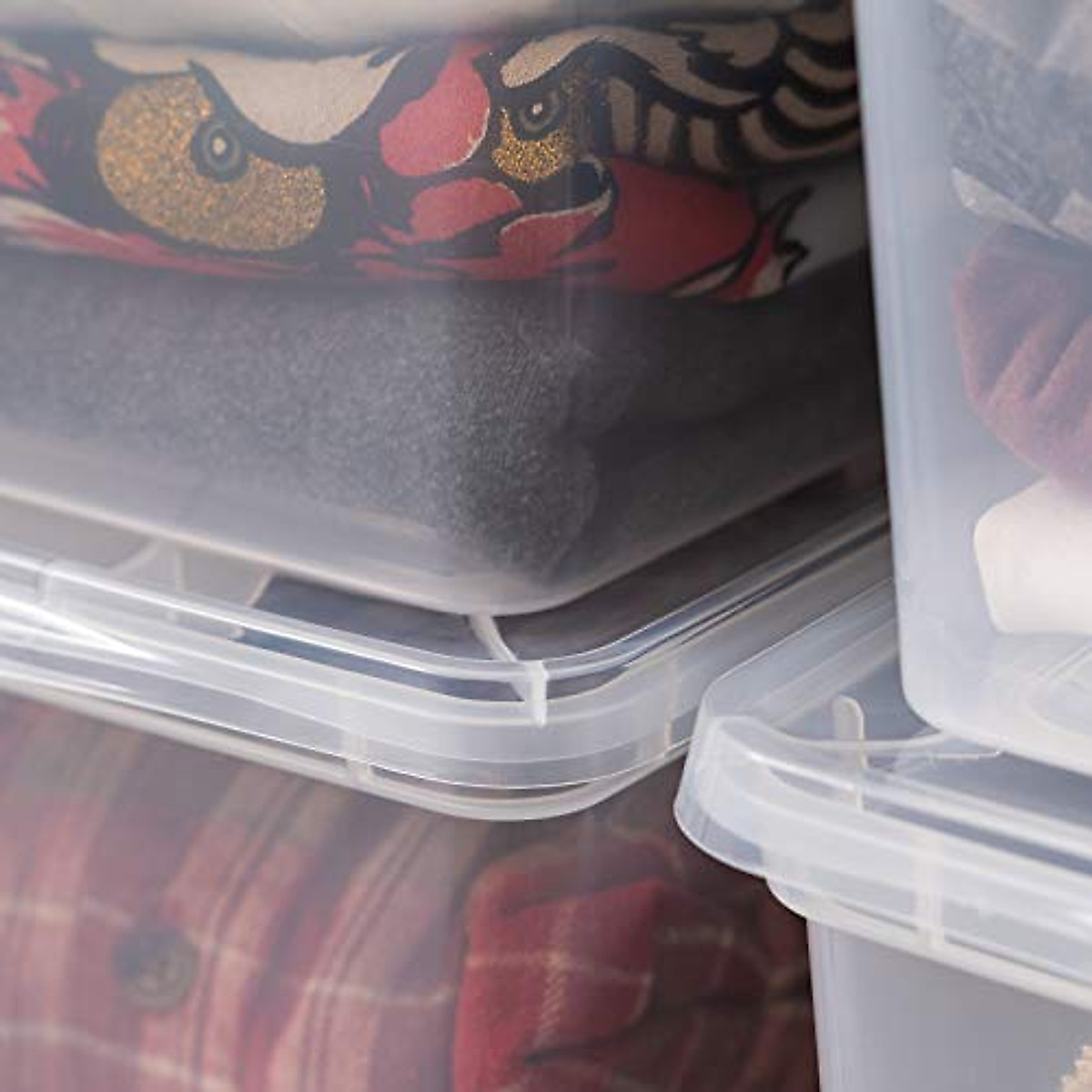 IRIS USA 6.7 Qt. Plastic Storage Container Bin with Latching Lid, Stackable Nestable Shoe Box Tote Shoebox Closet Organization School Art Supplies - Clear, 18 Pack