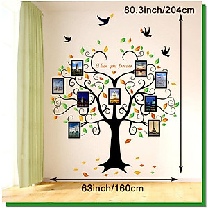 Pinenjoy Large Family Tree Wall Sticker Photo Frame Wall Decal 63x80inch Removable Self-Adhesive Vinyl Wall Clings for Living Room Bedroom Decoration