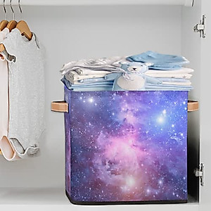 Cube Storage Bins 13 Inch Fabric Storage Basket Galaxy Star Square Storage Bins Collapsible Nursery Storage Bin Organizer Basket Universe Storage Box for Shelves, Closet