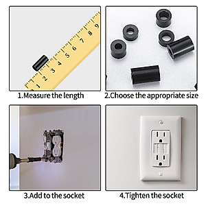 320 Pcs Electrical Outlet Screws Spacers, Black Nylon Round Spacer Assortment Kit, Plastic Spacers Without Threaded, Switch and Receptacle Spacers for Screws