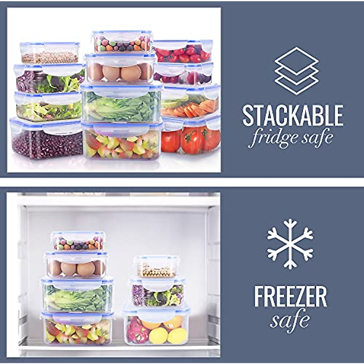 MADSOUKY Food Storage Containers Set Airtight Meal Prep Container Large Capacity Lunch Box with Lids BPA Free Leak Proof 24 Pieces