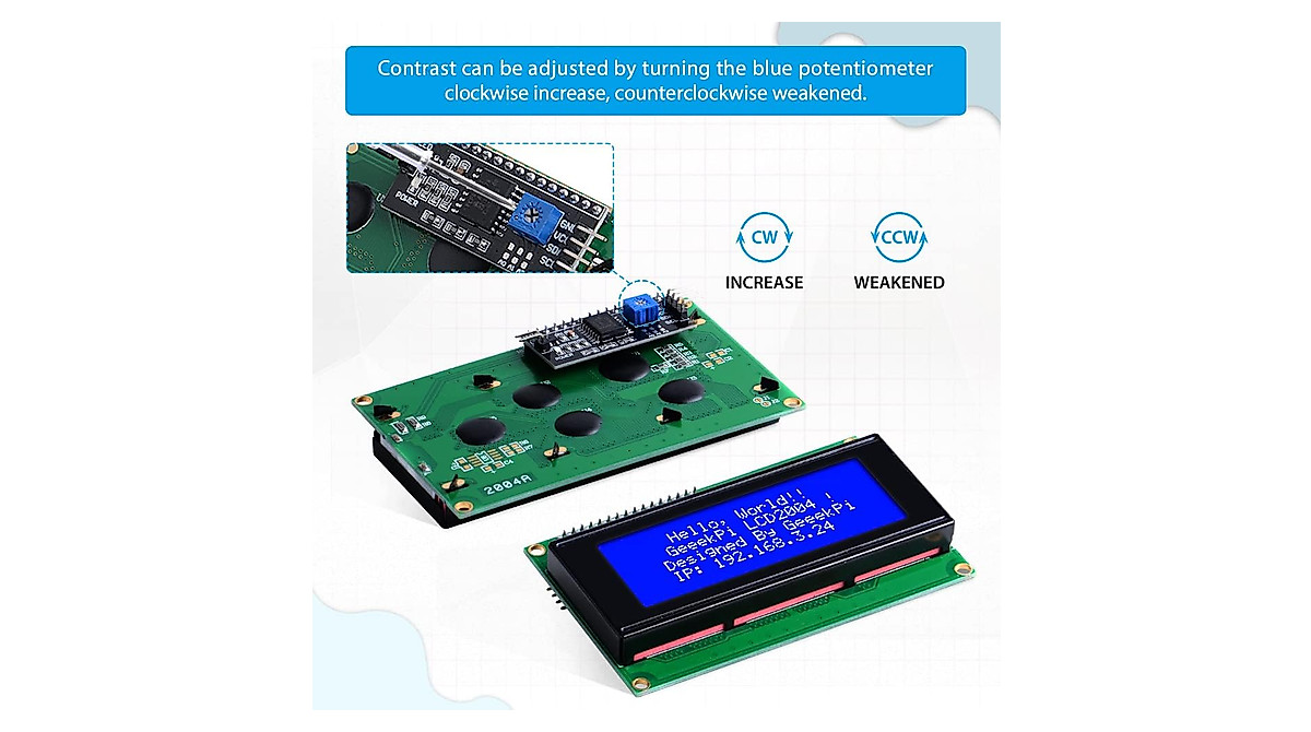 GeeekPi IIC I2C TWI Serial LCD 2004 20x4 Display Module with I2C Interface Adapter Blue ...