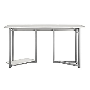 NTENSE Quest, Ergonomic, Home Office, Work Table, Computer, Gaming Room, Sitting Desk, Cup Holder, Headphone Hook, CPU Stand, White