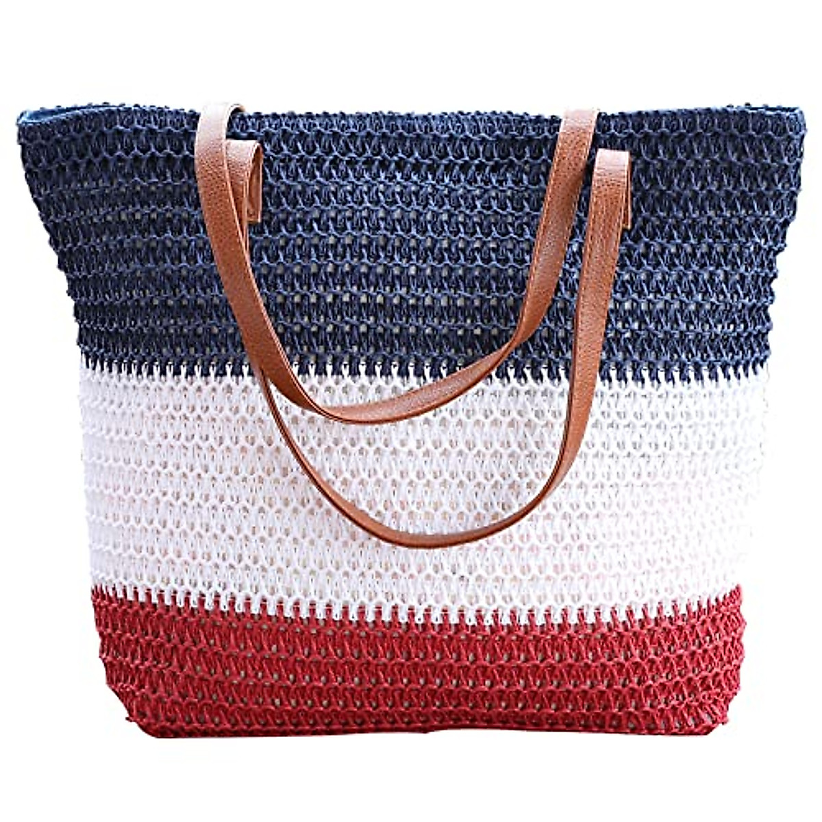 JNF Large Beach Bags for Women Crochet Beach bag Rattan Woven Tote Bag Travel Totes Bohemian Straw Beach Bags and Totes Towel Bag (Straw Beach bag 09)