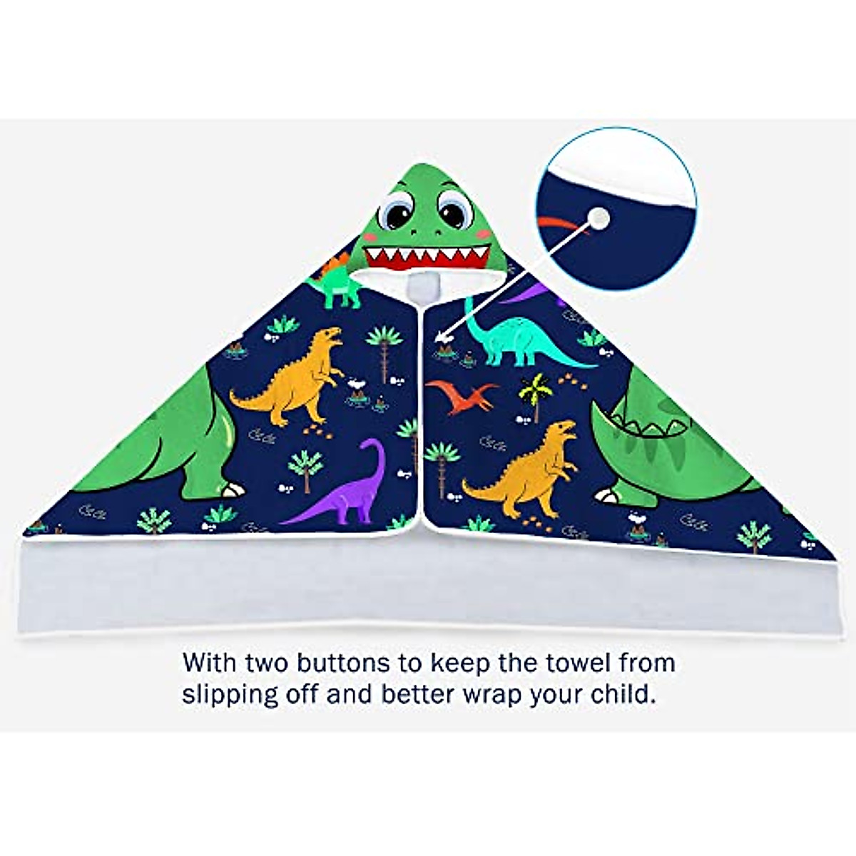 Dinosaur Beach Towel, Dinosaur Towel for Kids with Hood T-rex Hooded Towel for Boys 30x50 Cool Cartoon Microfiber Bath Towel Poncho Bathrobe for Swin Pool Cover Up, Green Blue Dinosaur Birthday Gifts